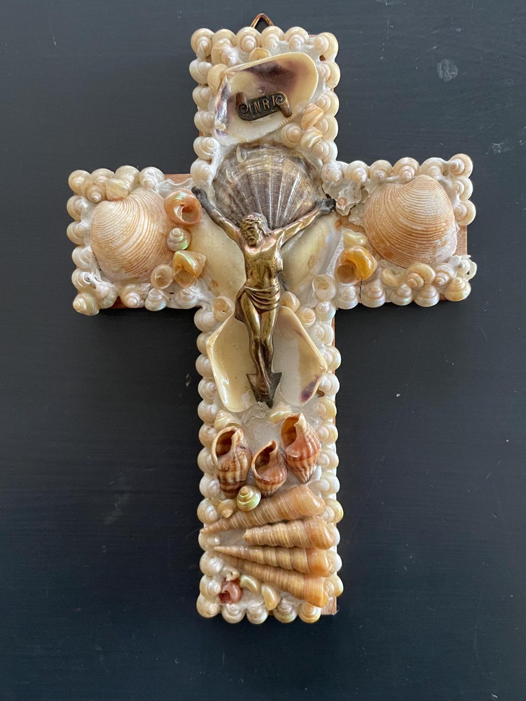 Italian Shell Crucifix, Vintage Religious Seashell Art, - Etsy
