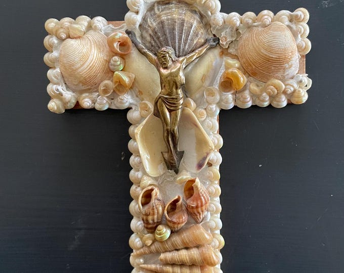 Italian Shell Crucifix, Vintage Religious Seashell Art, - Etsy