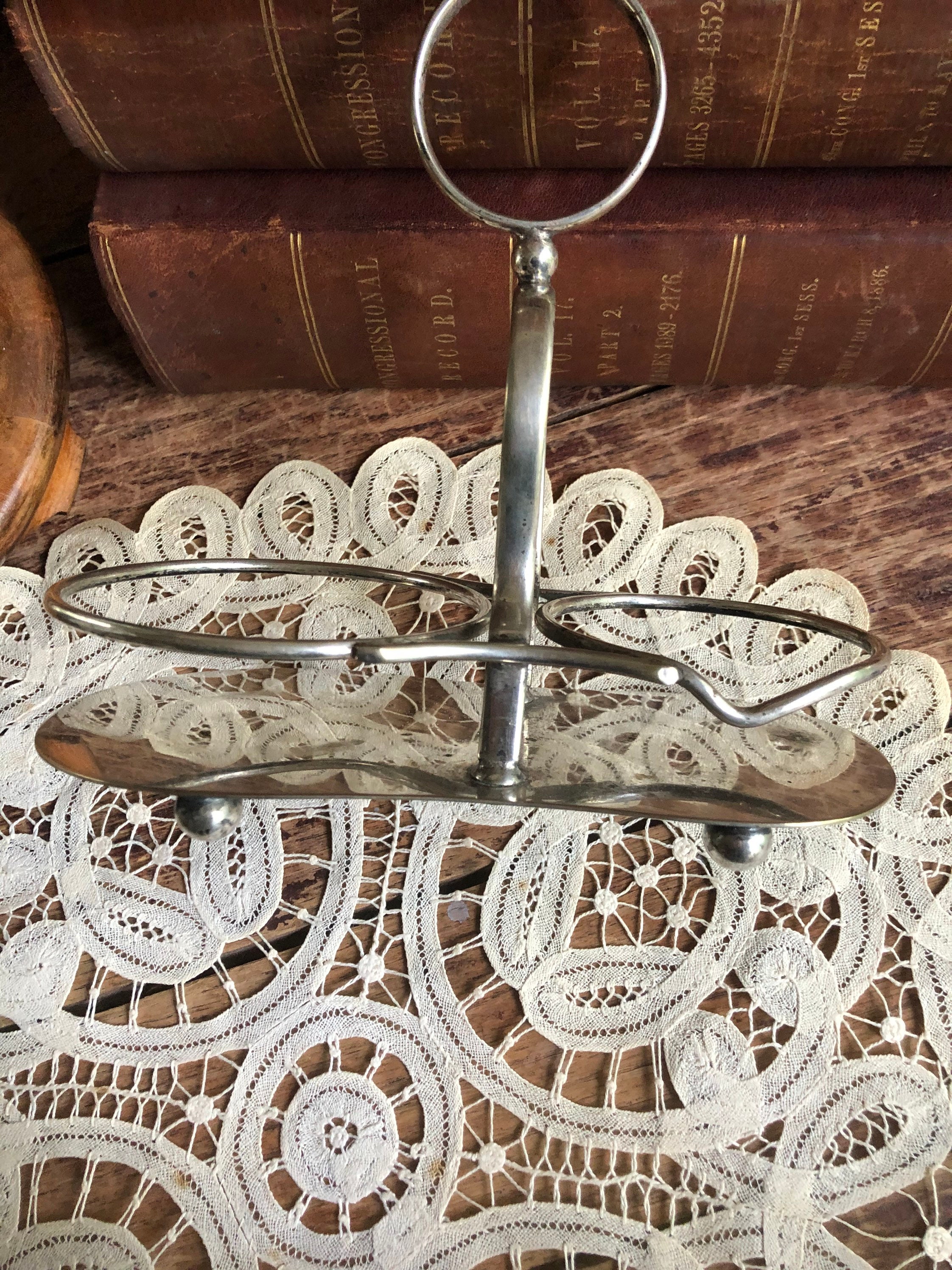 1900 Silver Condiment Caddy. Sheffield England, Silver Holder and Tongs ...