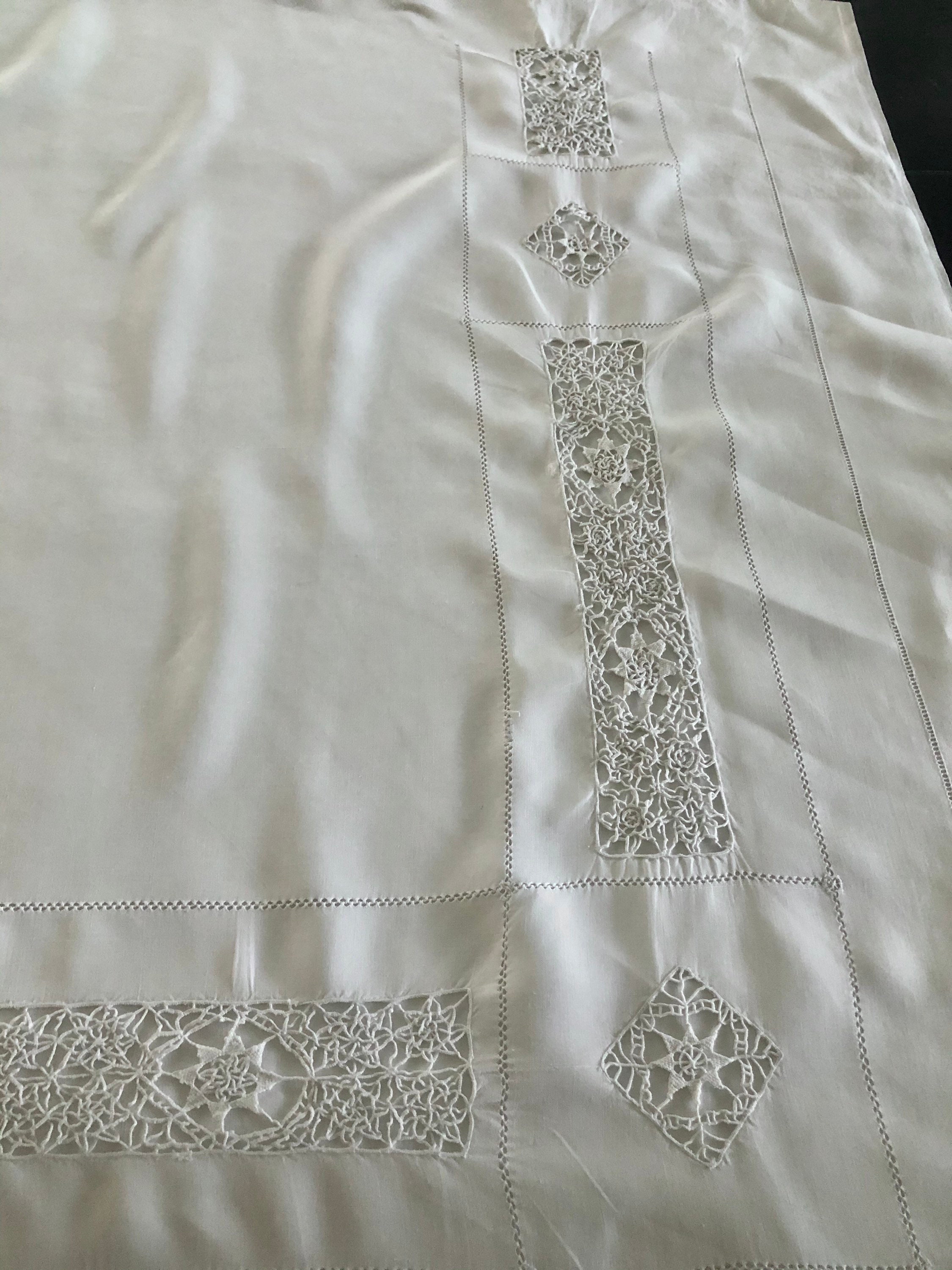 Fine Linen Sheet Italian Reticella Needle Lace Hand Embroidery Fine ...