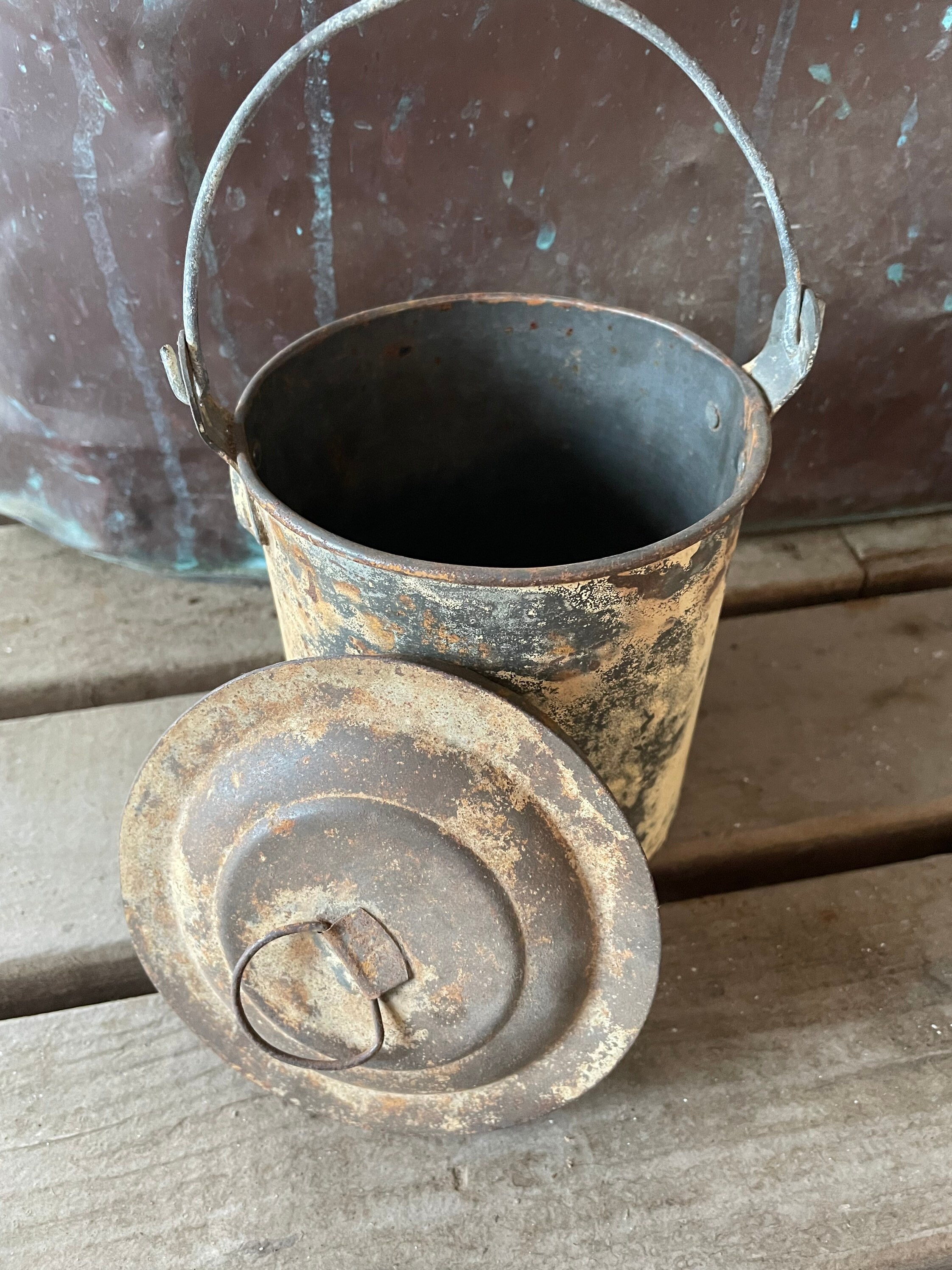 Mid 19 C. Lidded Tin Pail Lunch Pail Rustic Mustard Yellow - Etsy