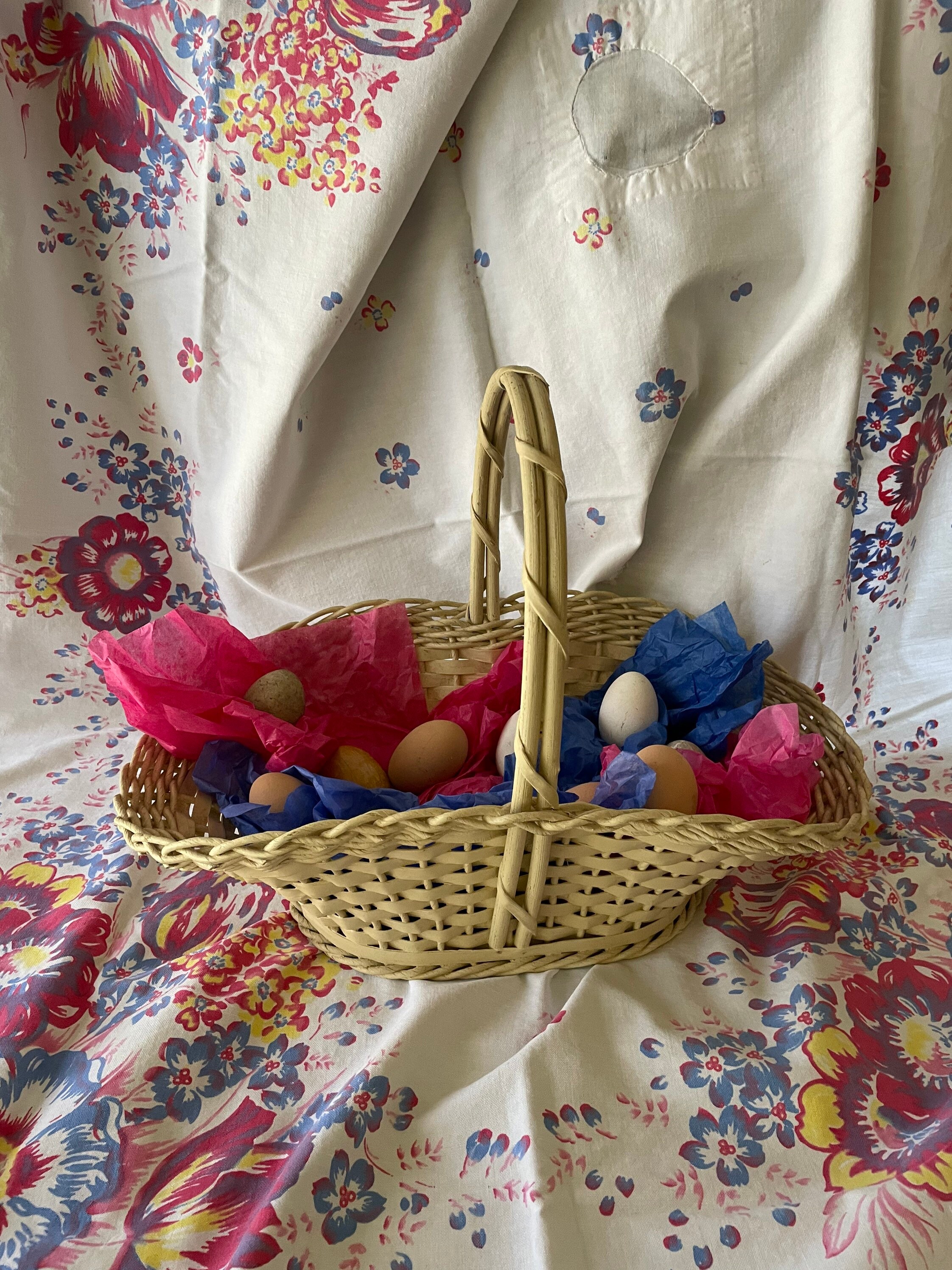 Edwardian Victorian Easter Basket , Gardener's Flower Basket, Vintage ...