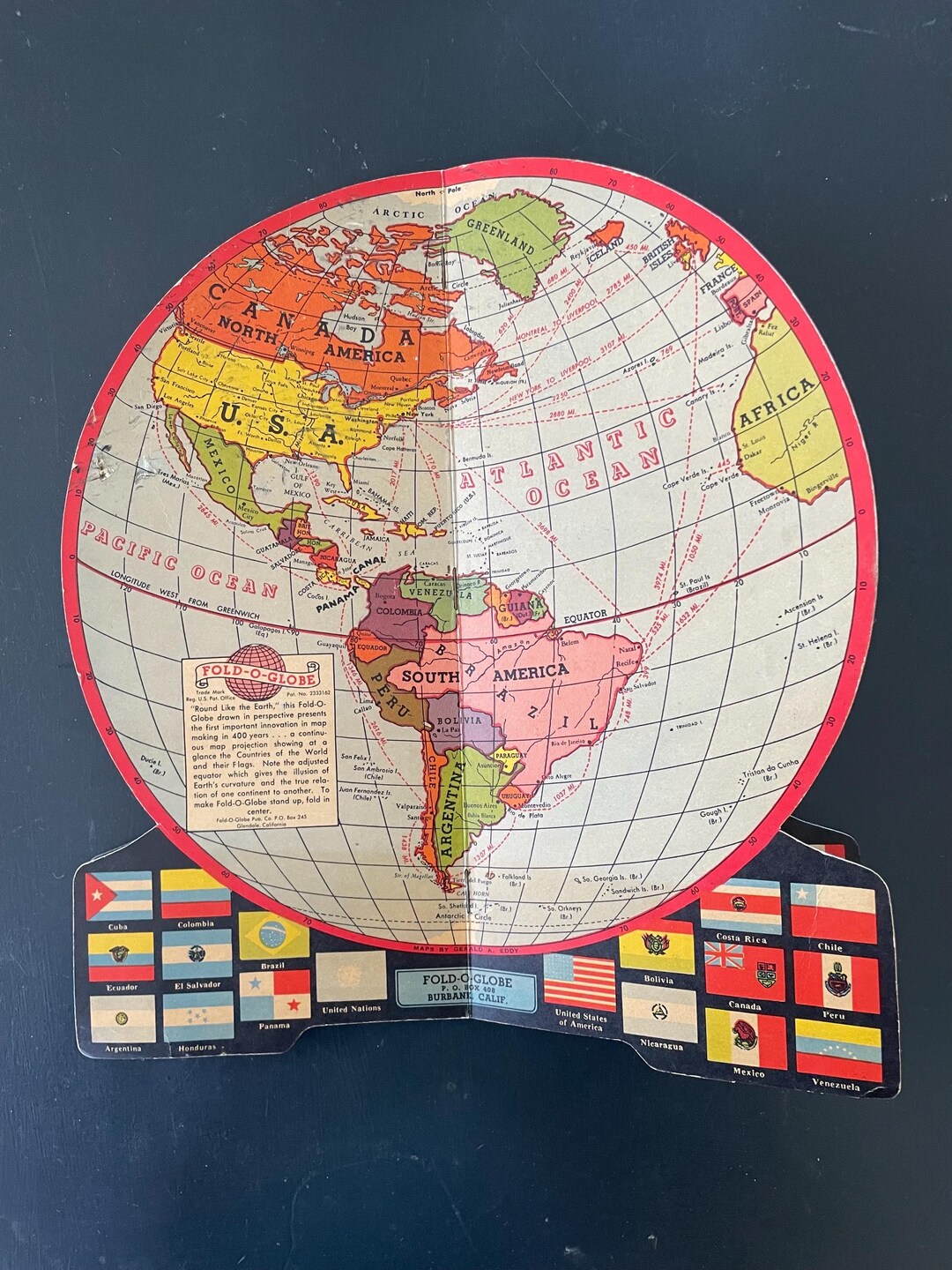 Vintage Fold-o-globe, 40's Folding World Map - Etsy