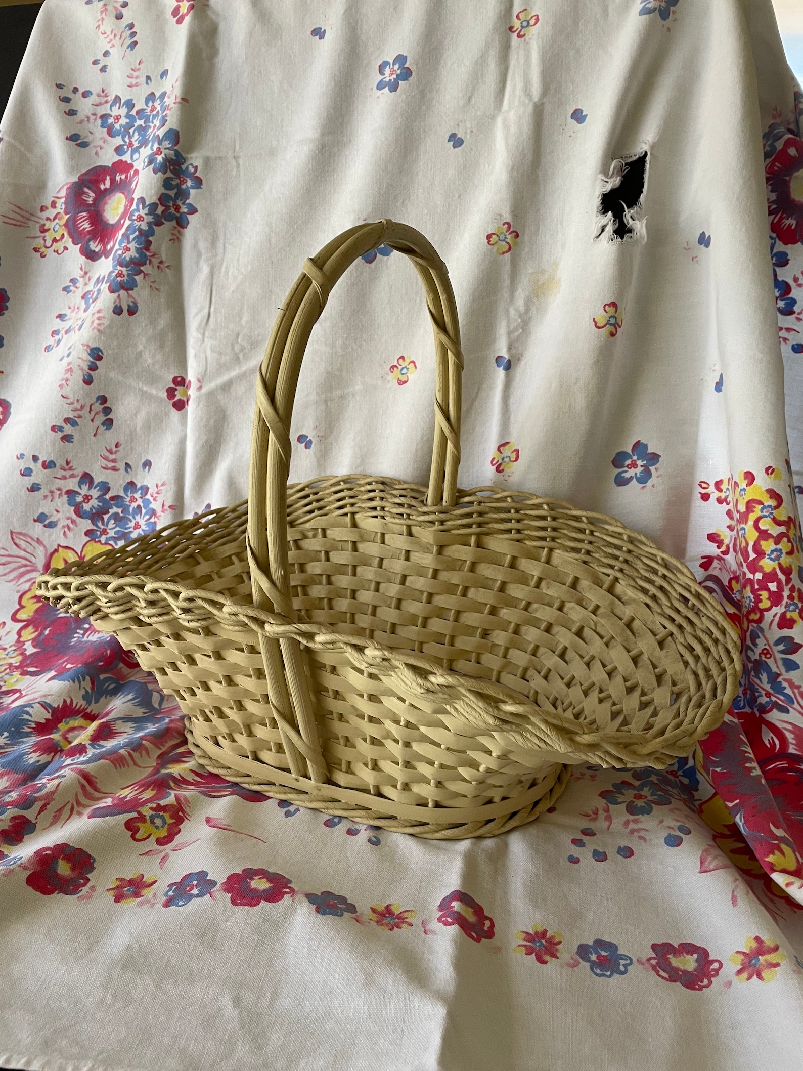 Edwardian Victorian Easter Basket , Gardener's Flower Basket, Vintage ...