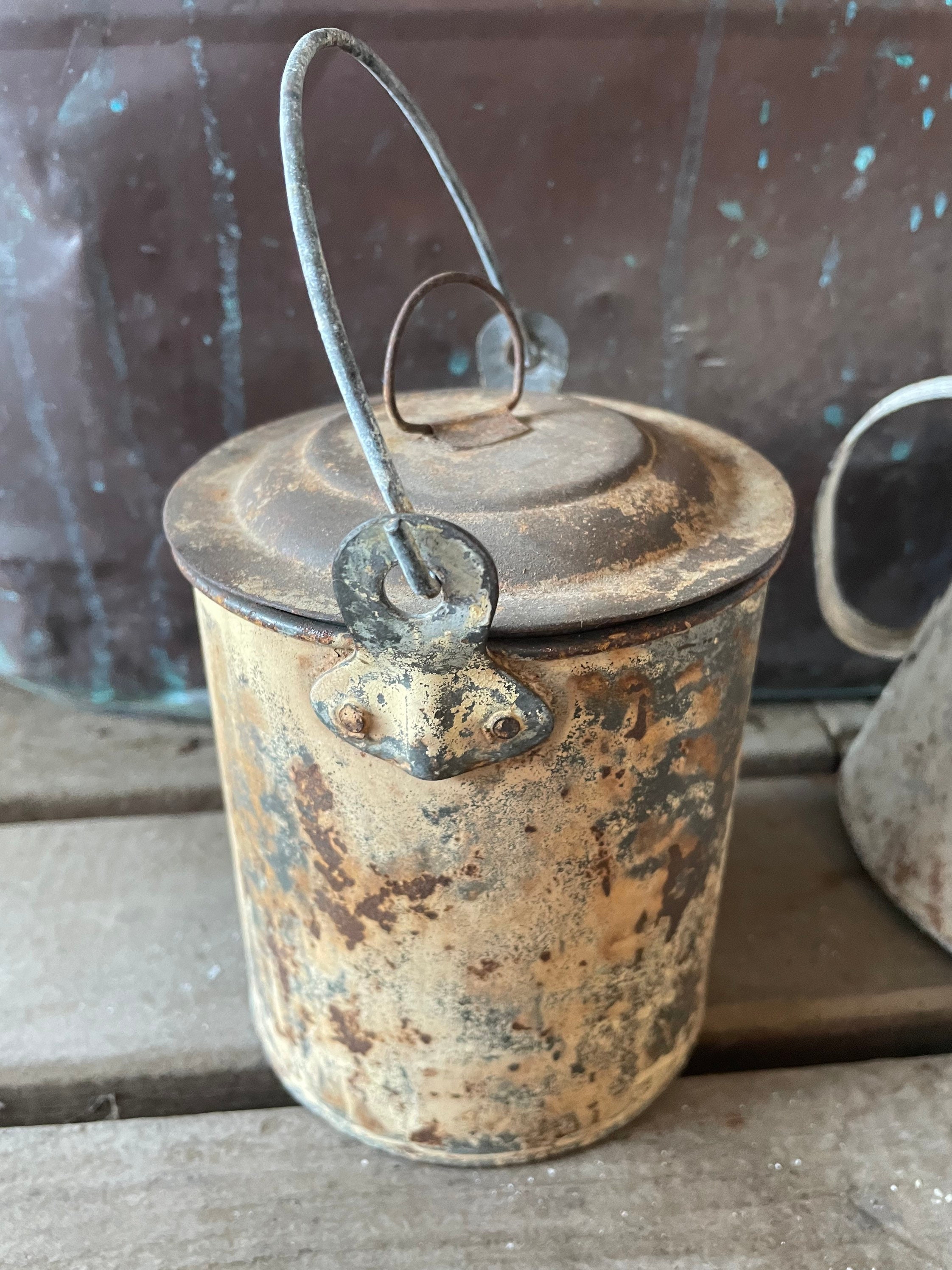 Mid 19 C. Lidded Tin Pail Lunch Pail Rustic Mustard Yellow - Etsy
