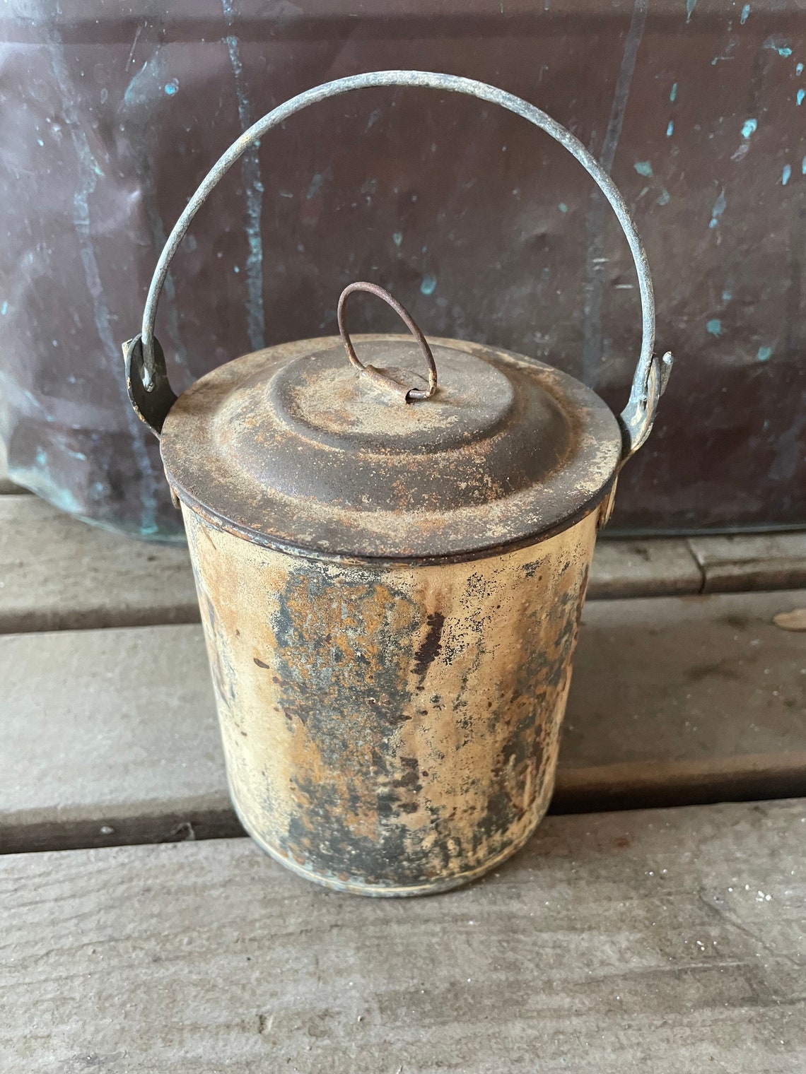 Mid 19 C. Lidded Tin Pail Lunch Pail Rustic Mustard Yellow - Etsy