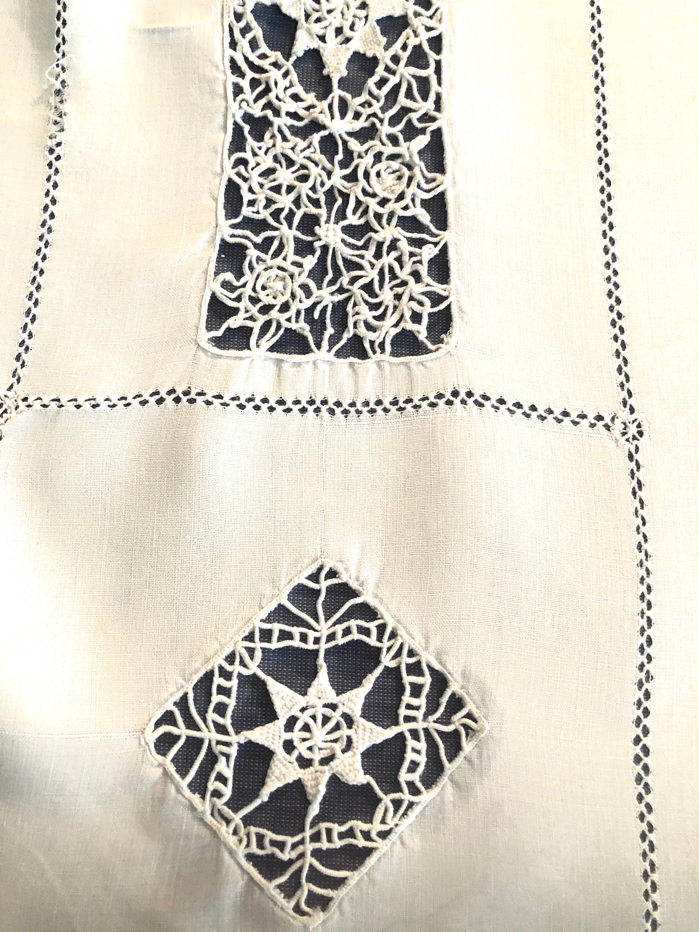 Fine Linen Sheet Italian Reticella Needle Lace Hand Embroidery Fine ...