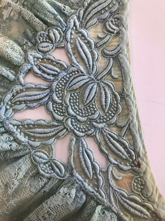 Antique Blue Lace Collar, Victorian Edwardian Apparel… - Gem