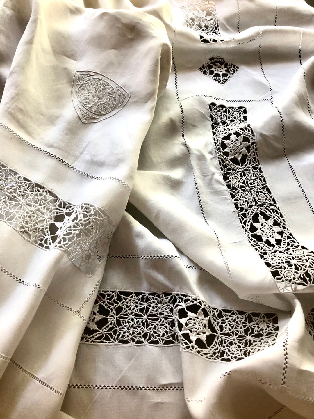 Fine Linen Sheet Italian Reticella Needle Lace Hand Embroidery Fine ...