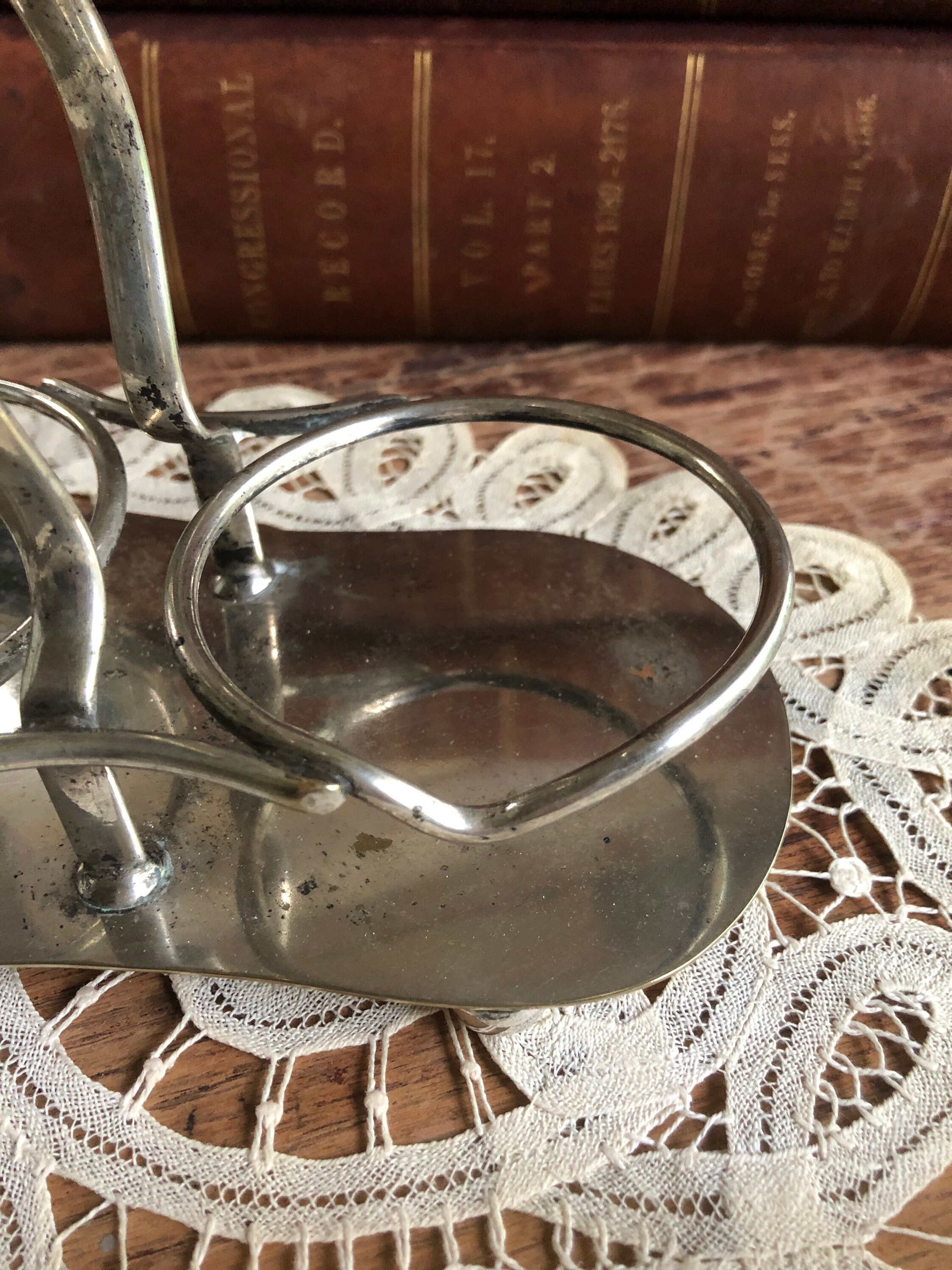 1900 Silver Condiment Caddy. Sheffield England, Silver Holder and Tongs ...