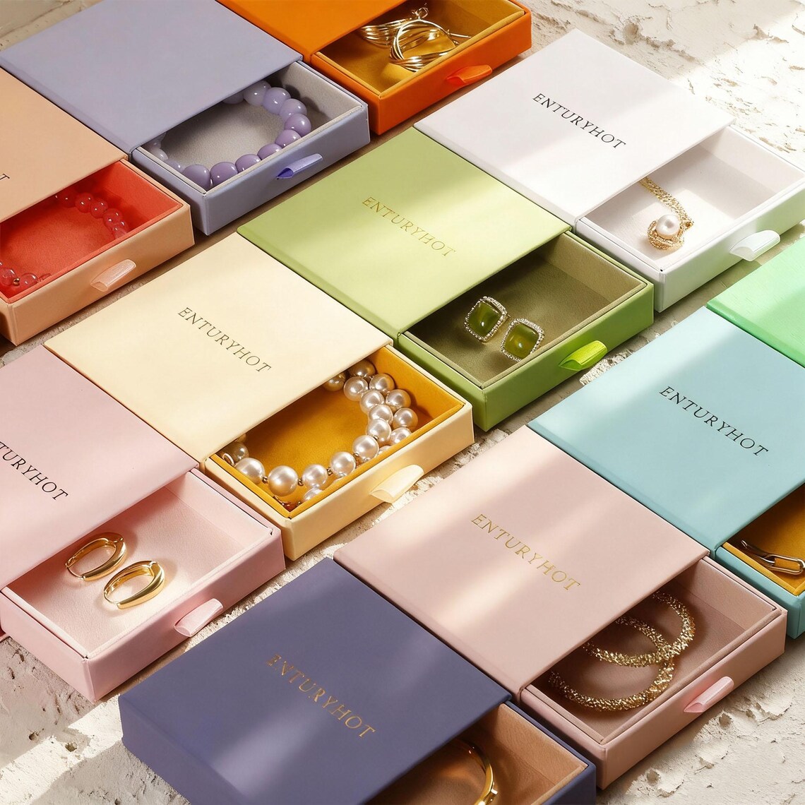 50 Pcs Custom Logo Jewelry Box – Personalized Small Business Packaging ...