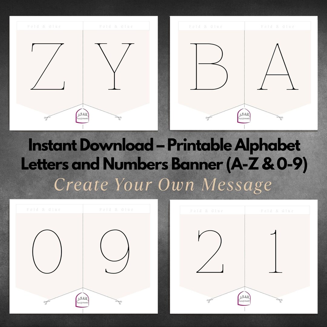 Printable ABC Banner | Soft Pink Letters & Numbers A-Z 0-9 | Baby ...