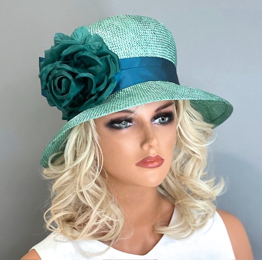 Women's Teal Cloche Hat Formal Hat, Wedding Hat 1920s 1930s Cloche Hat Tea Party Hat, Garden ...