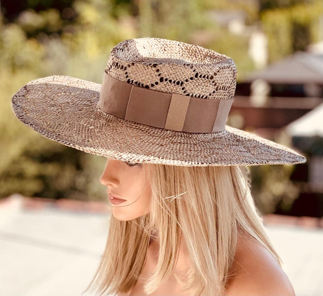 Sombrero de paja para mujer, sombrero para invitada de boda, sombrero ...