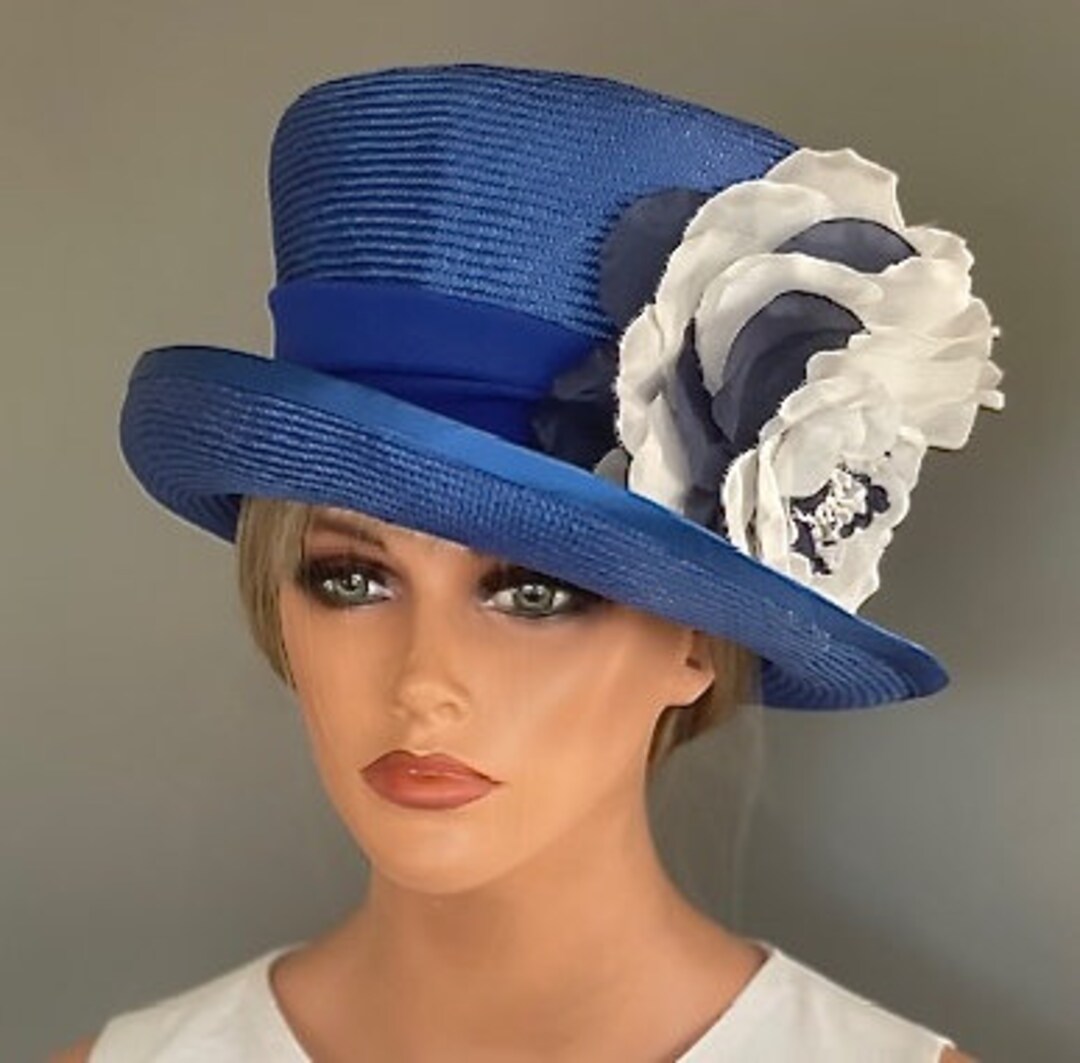 Women's Royal Blue Hat, Wedding Guest Hat, Church Hat, Women's Derby ...