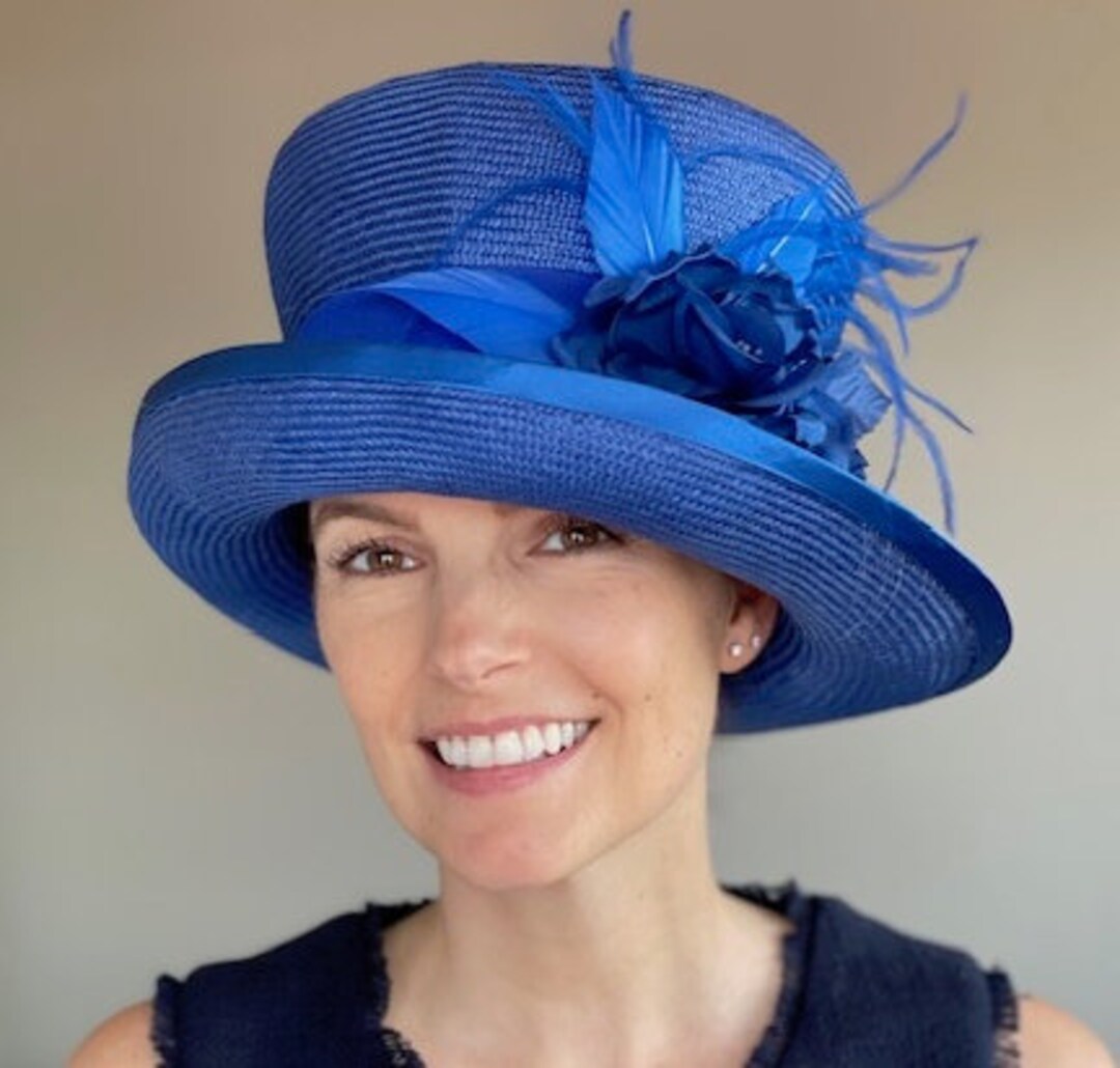 Women's Royal Blue Hat, Wedding Guest Hat, Church Hat, Women's Derby ...