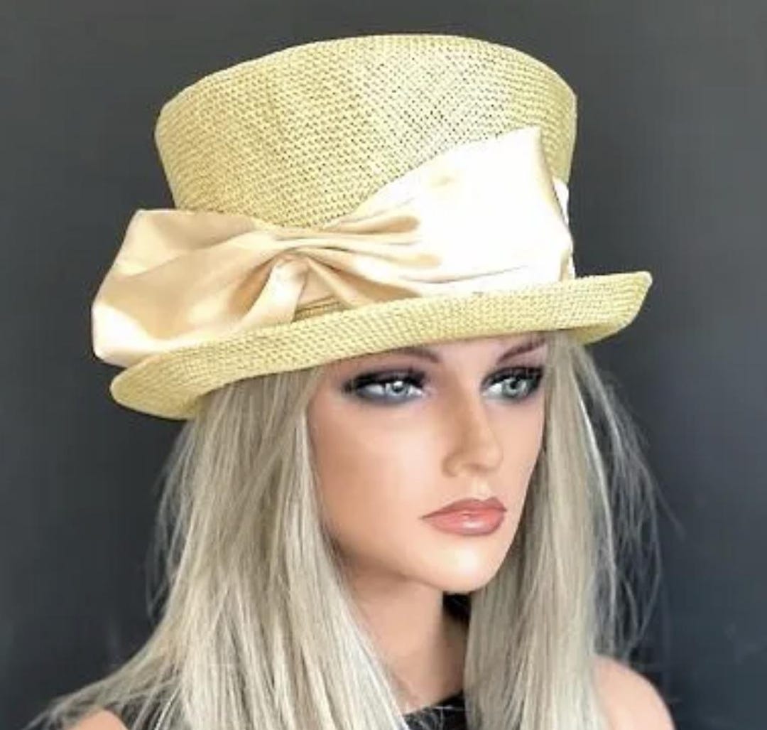 Women's Yellow Gold Derby Hat, Women's Formal Hat, Wedding Hat, Yellow ...