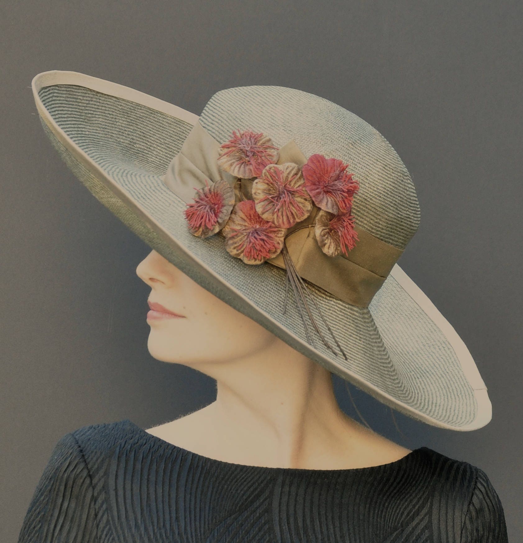 Wedding Hat, Kentucky Derby Hat, Church Hat, Taupe Hat, Mother of Bride ...