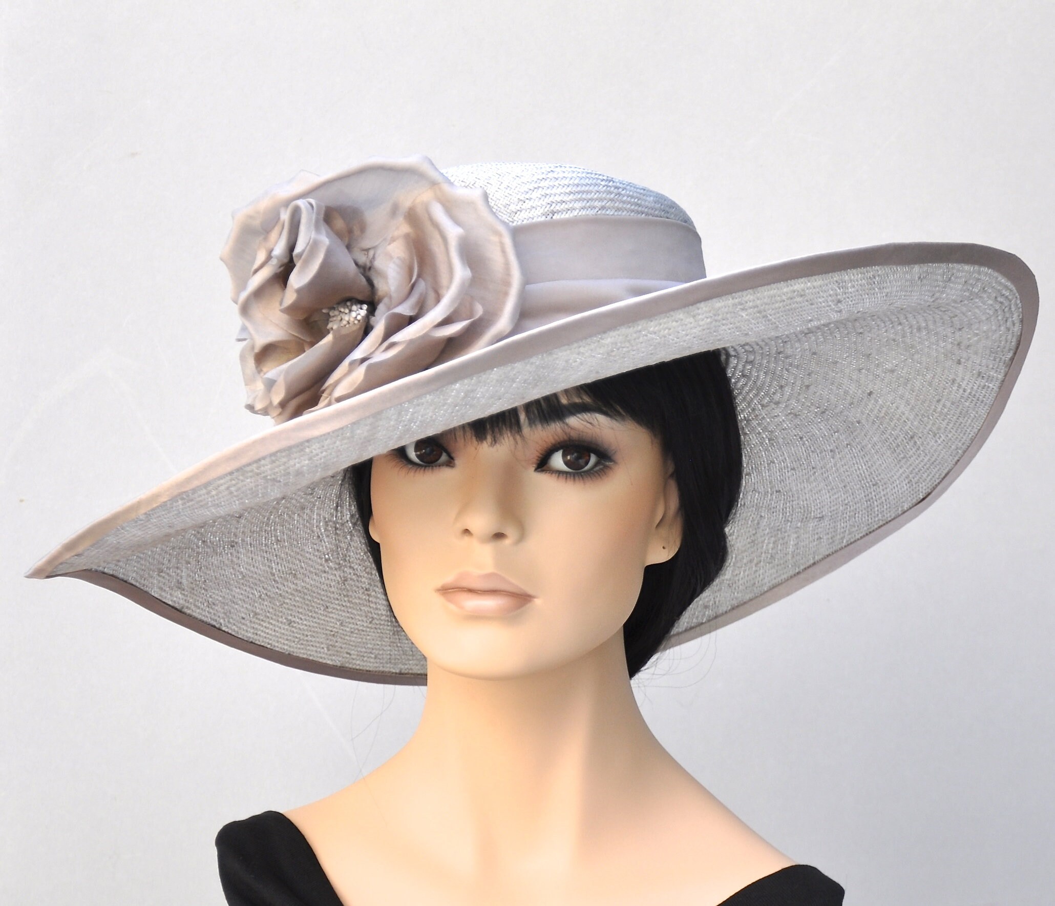 Kentucky Derby Hat, Church Hat, Wedding Hat, Taupe Hat, Royal Ascot Hat ...