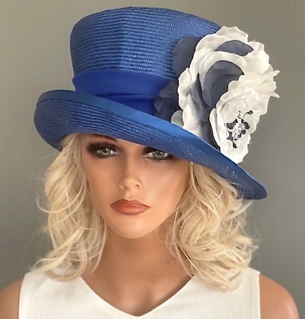 Women's Royal Blue Hat, Wedding Guest Hat, Church Hat, Women's Derby ...