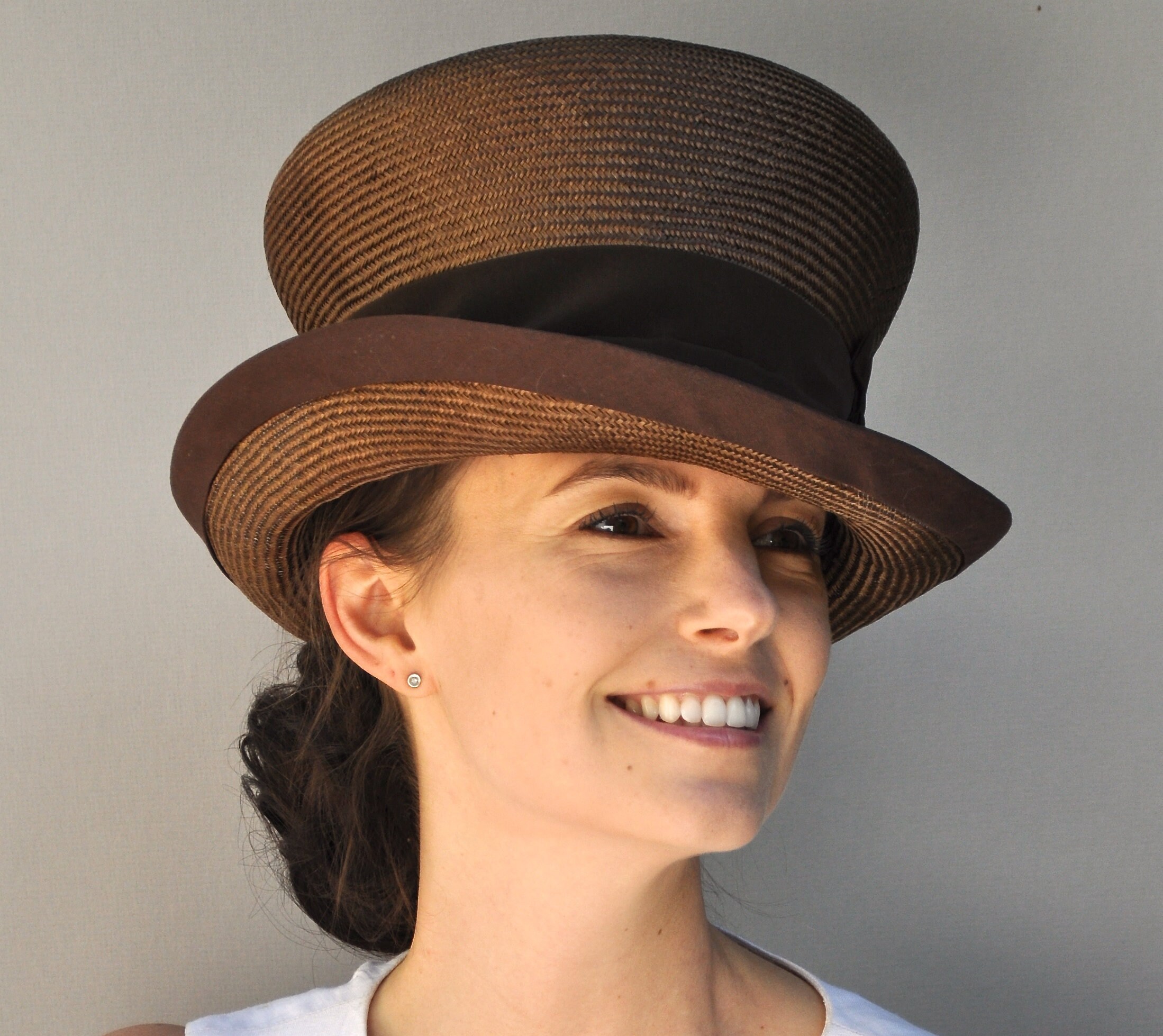 Women s Brown Top Hat Ladies Brown Hat Mad Hatter Men s Steampunk Hat Wedding Hat Derby Hat 