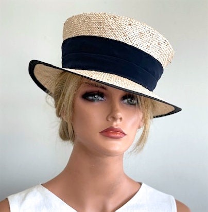Women's Boater Hat, French Boater Hat, Wedding Hat, Derby Hat,, Formal ...