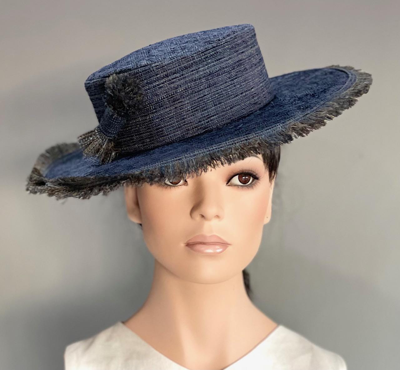 Women's Navy Blue Boater Hat, Kentucky Derby Boater Hat, Women's Formal ...