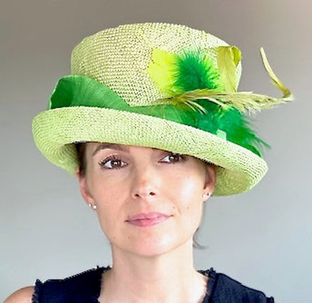 Kentucky Derby Hat, Woman's Lime Green Hat, Formal Emerald Green Hat ...