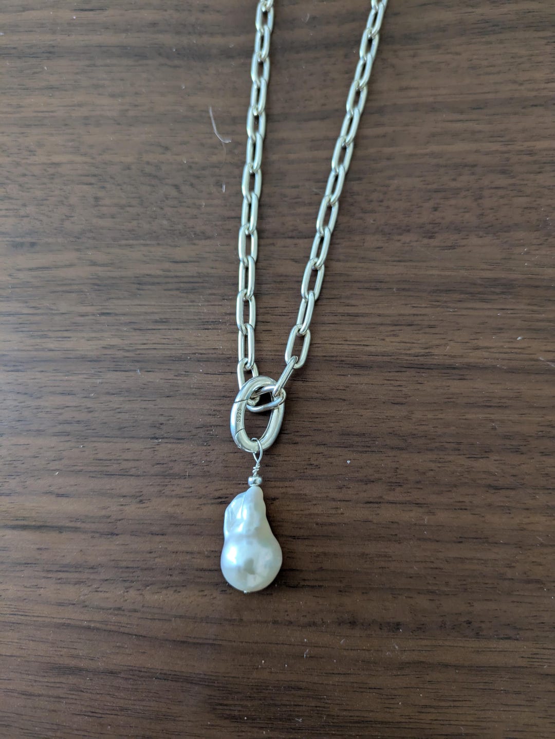Baroque Fireball Pearl on Sterling Silver Necklace - Etsy