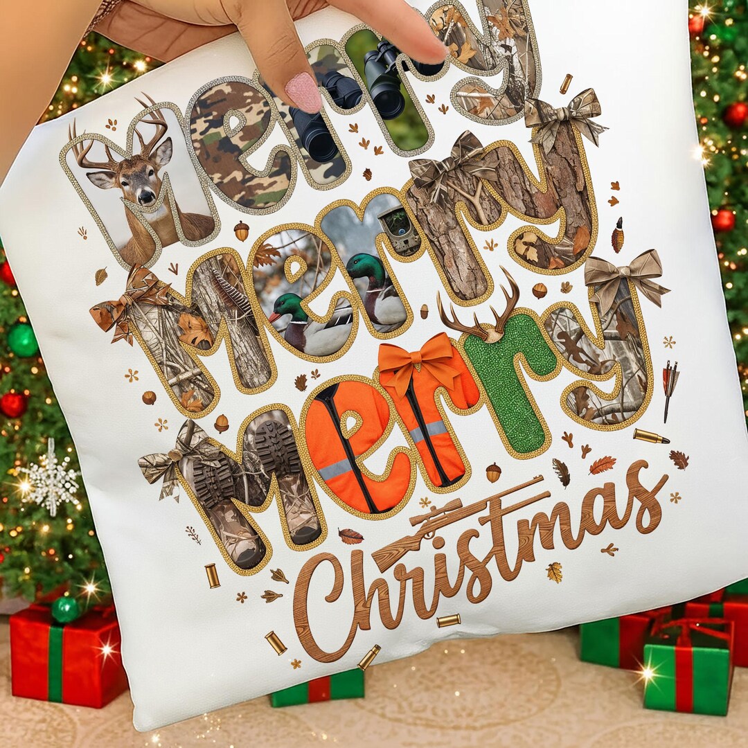 Hunting Christmas PNG, Outdoorsman Sublimation, Camo Deer Duck Clipart ...