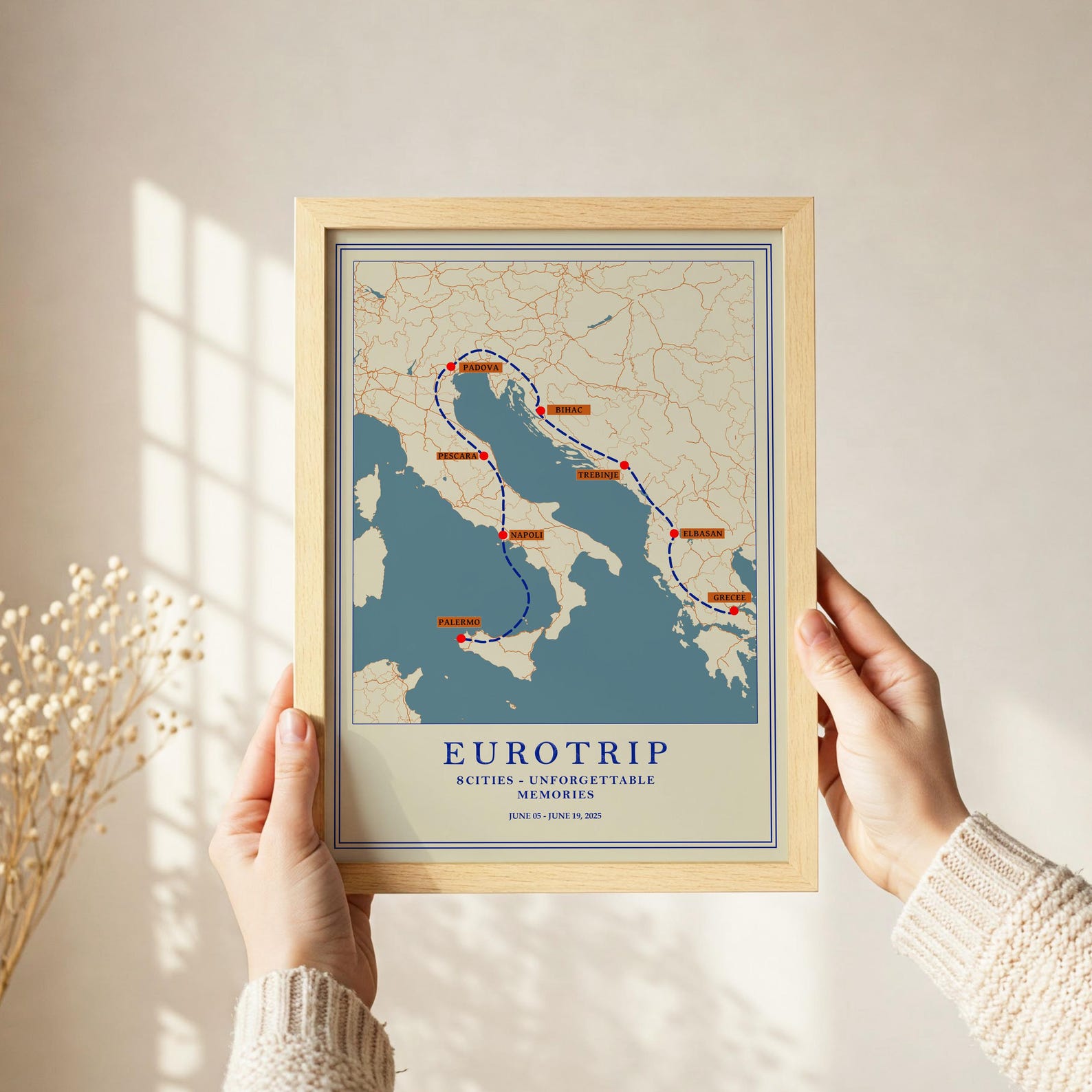 Custom Trip Route Map Print | Personalized Travel Map | World Travel ...