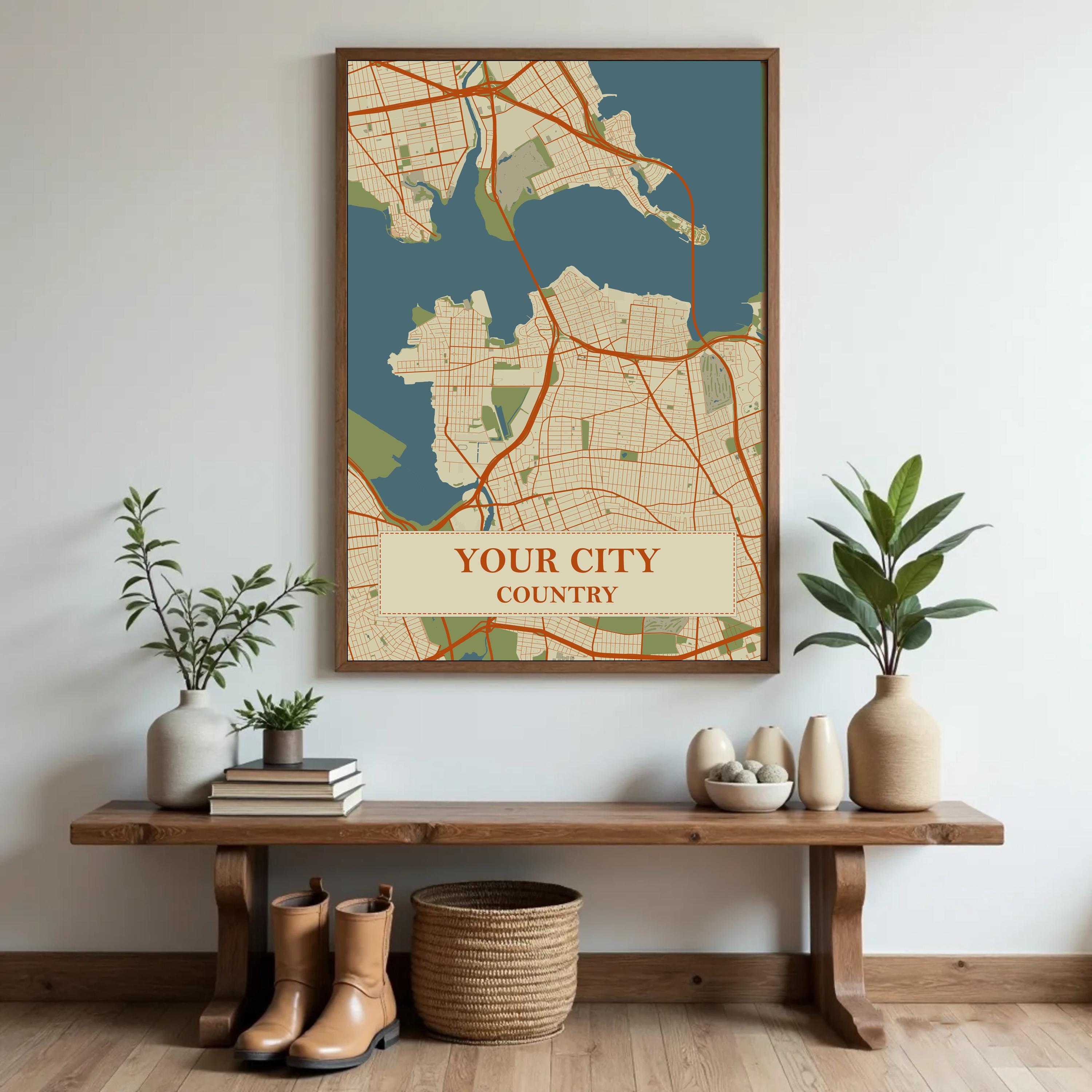Custom City Map Print - Personalized Travel Map Wall Art, USA Map Gift ...