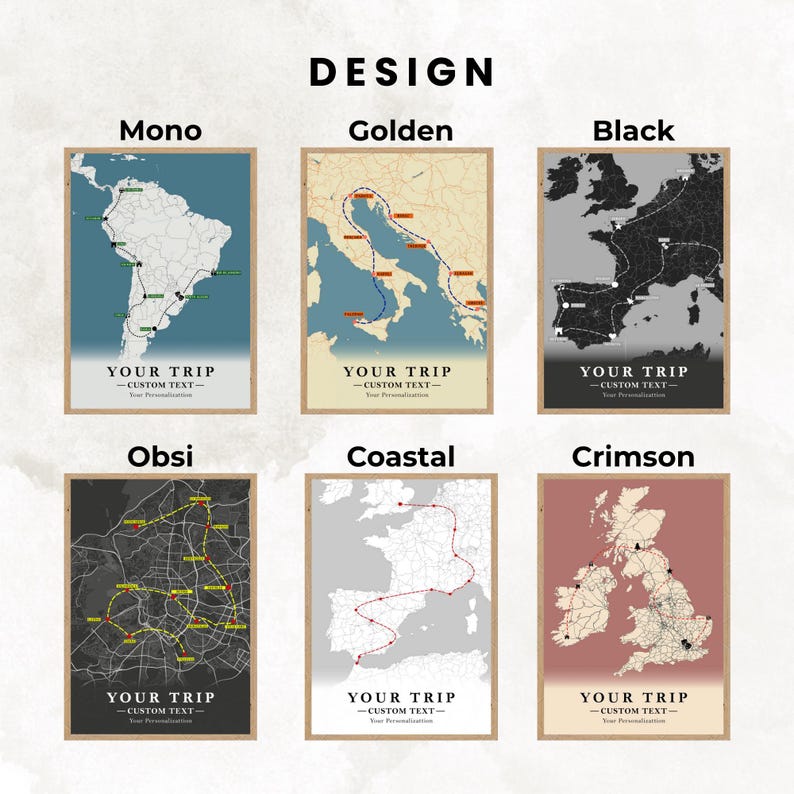 Custom Trip Route Map Print | Personalized Travel Map | World Travel ...