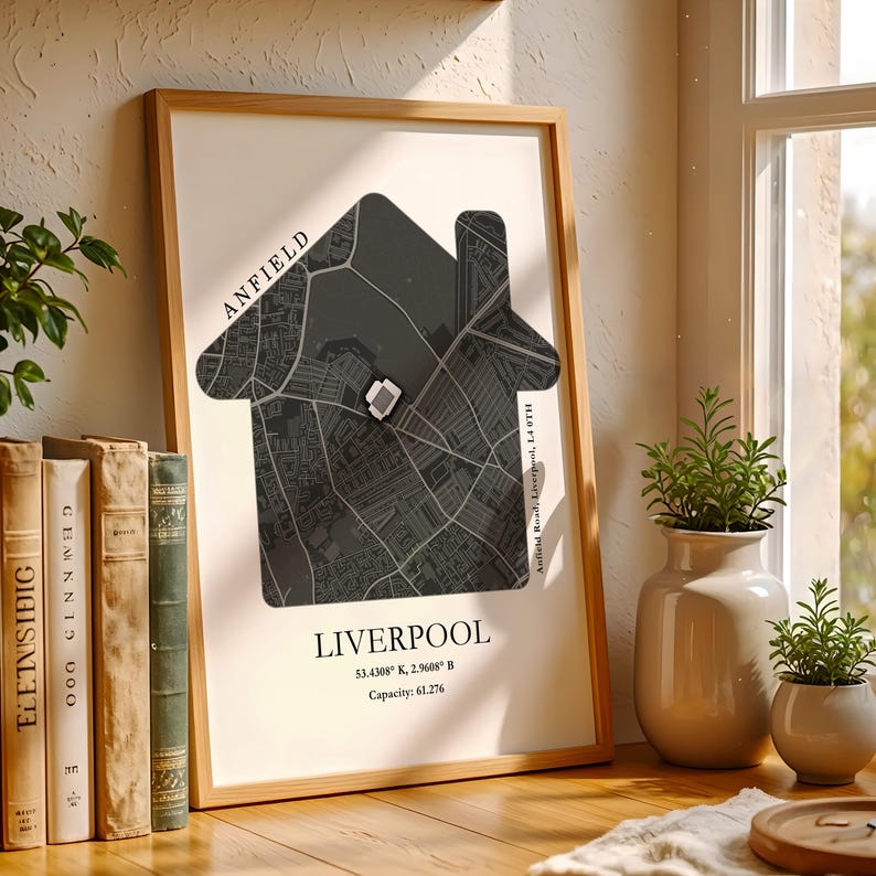 Liverpool Anfield Stadium Map, Digital Football Poster, Liverpool FC ...