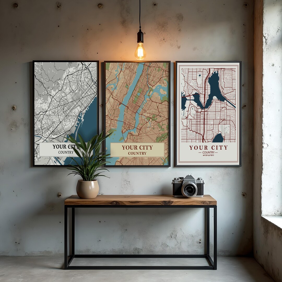 Custom City Map Print - Personalized Travel Map Wall Art, USA Map Gift ...