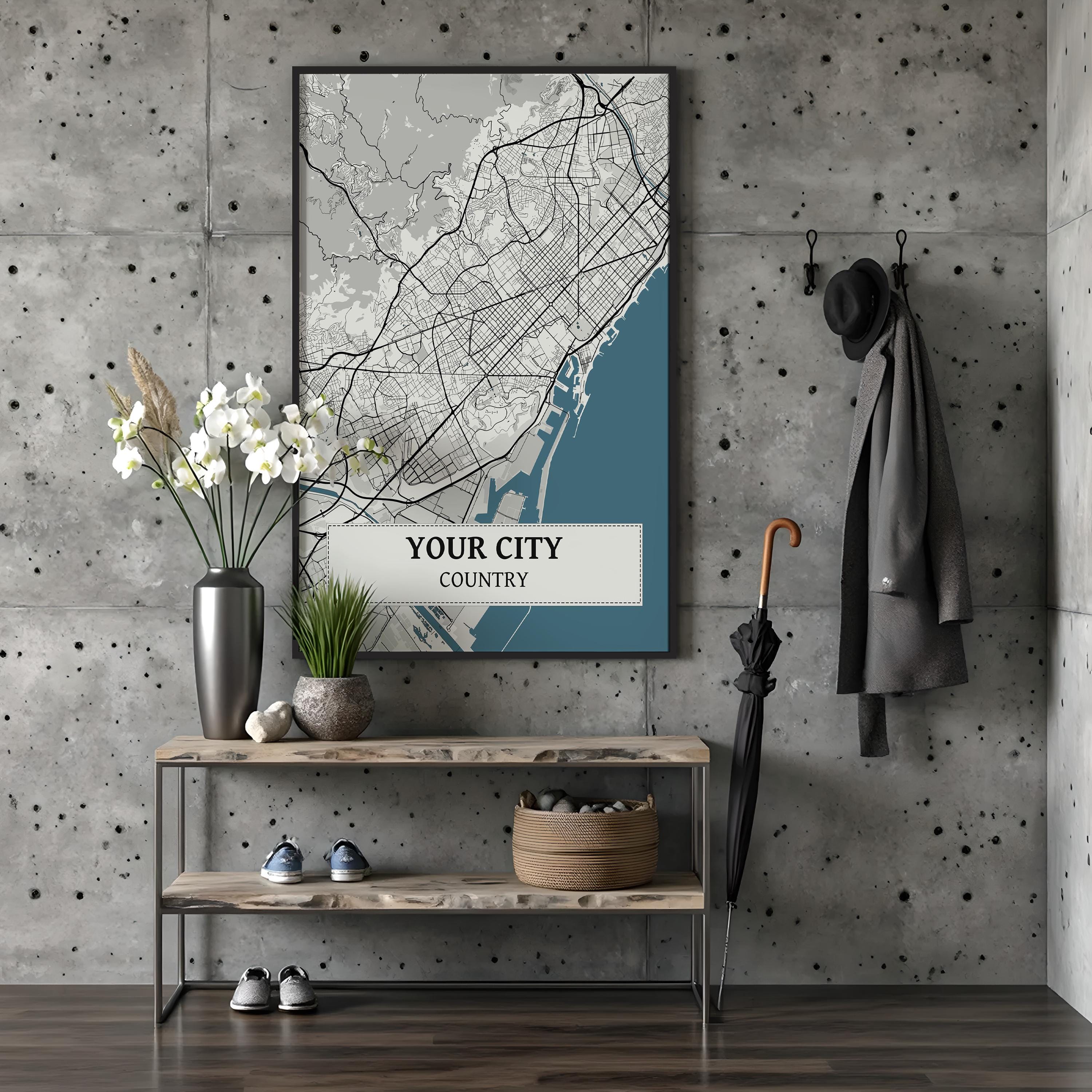 Custom City Map Print - Personalized Travel Map Wall Art, USA Map Gift ...