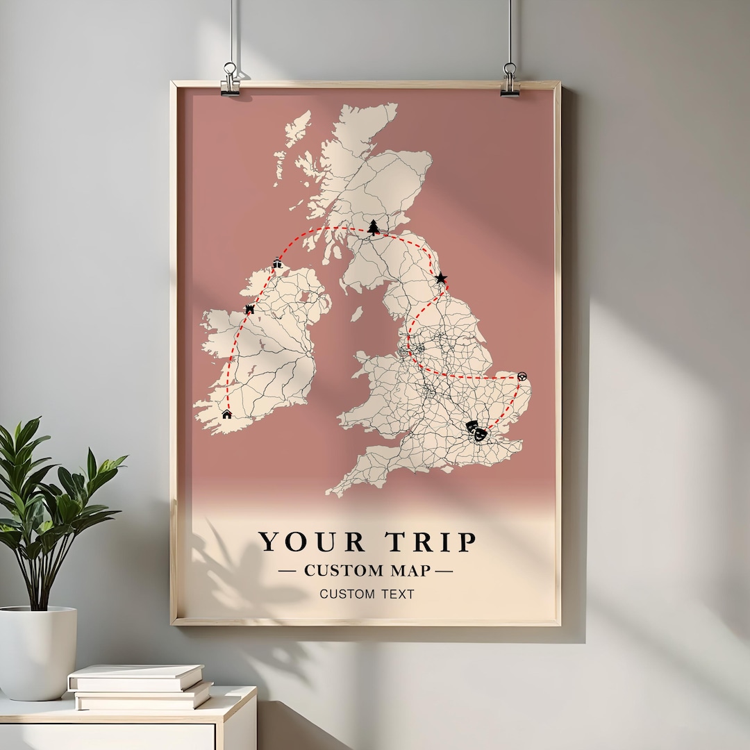 Custom Trip Route Map Print | Personalized Travel Map | World Travel ...