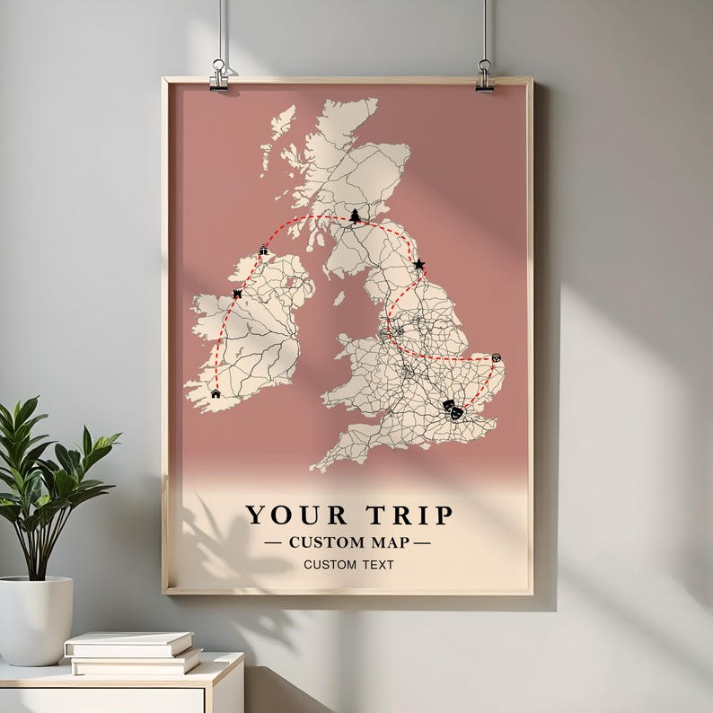 Custom Trip Route Map Print | Personalized Travel Map | World Travel ...