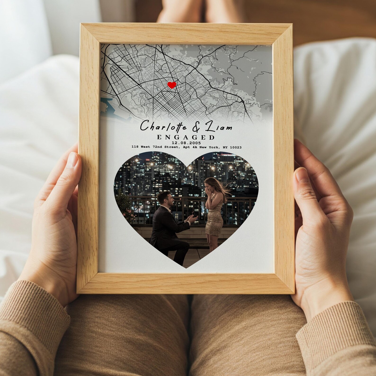 Personalized Map and Photo Engagement Gift Print - Unique Keepsake for ...