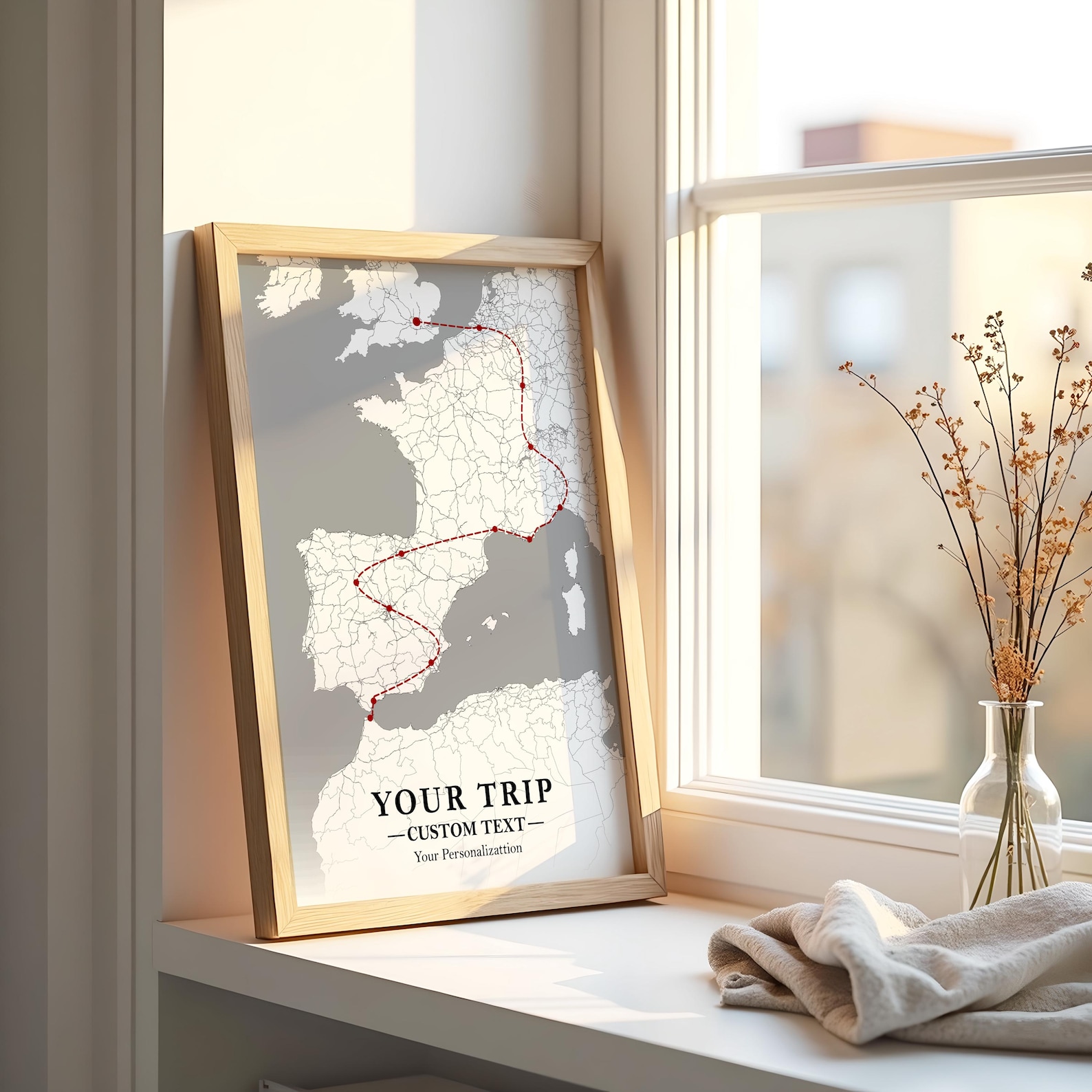 Custom Trip Route Map Print | Personalized Travel Map | World Travel ...