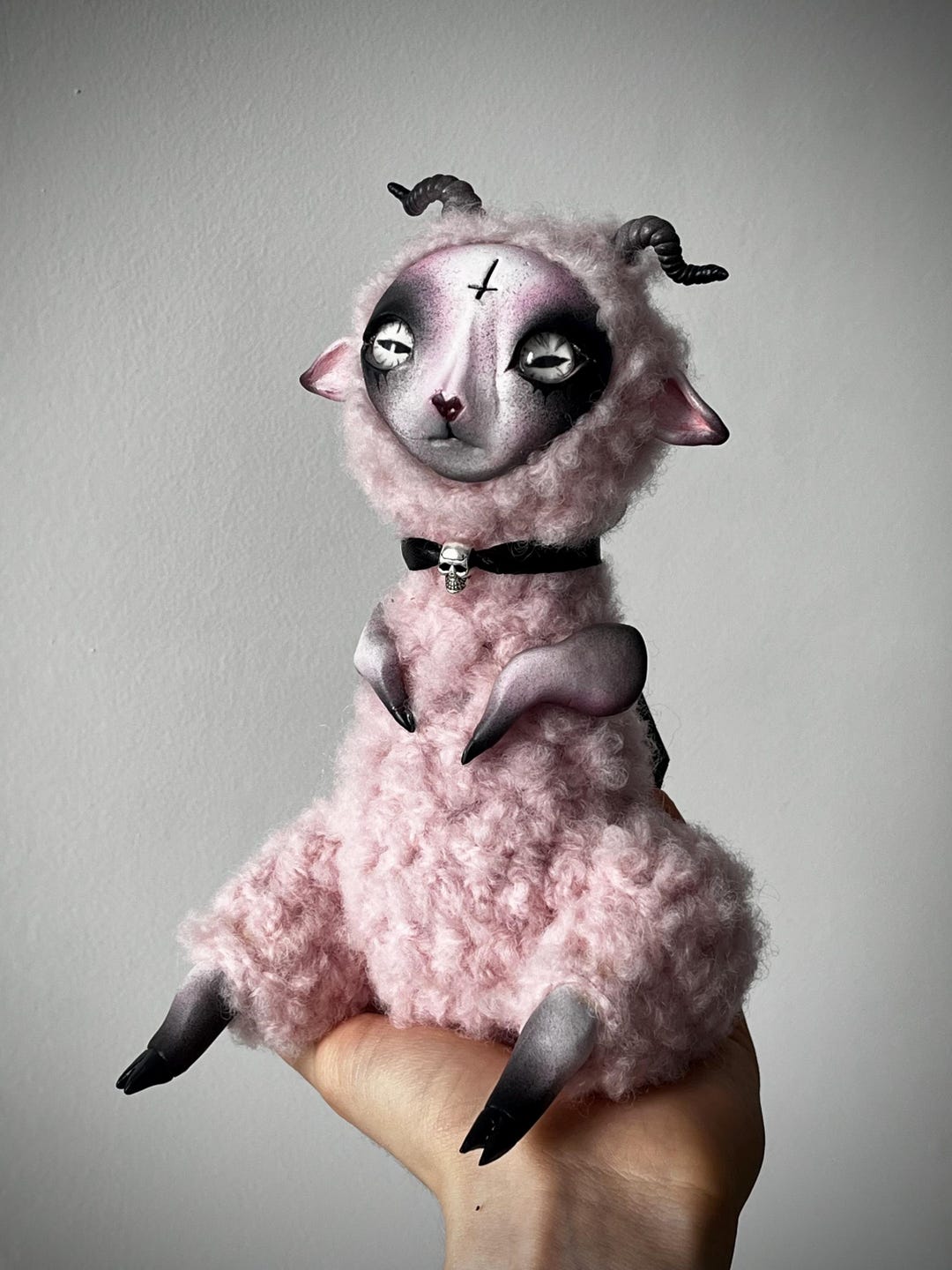 Gothic Pink Lamb Plushie Baphomet Doll | OOAK Alternative Handmade Art ...