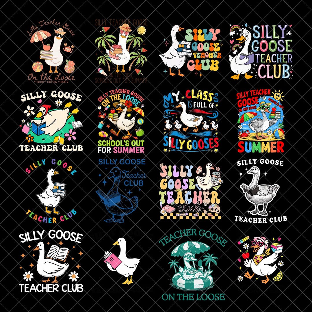Last Day of School Teacher Goose Png Bundle, Schools Out for Summer ...