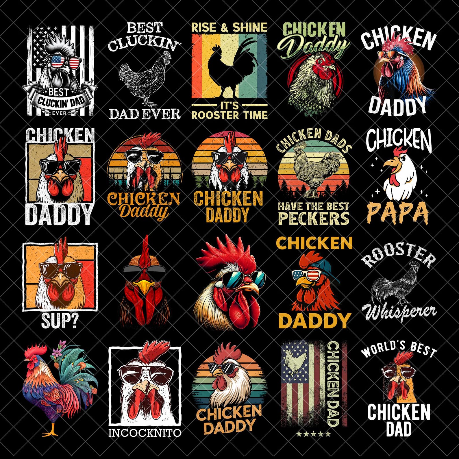 Chicken Daddy PNG Bundle, Funny Rooster Dad Quotes Png, Farm Life ...