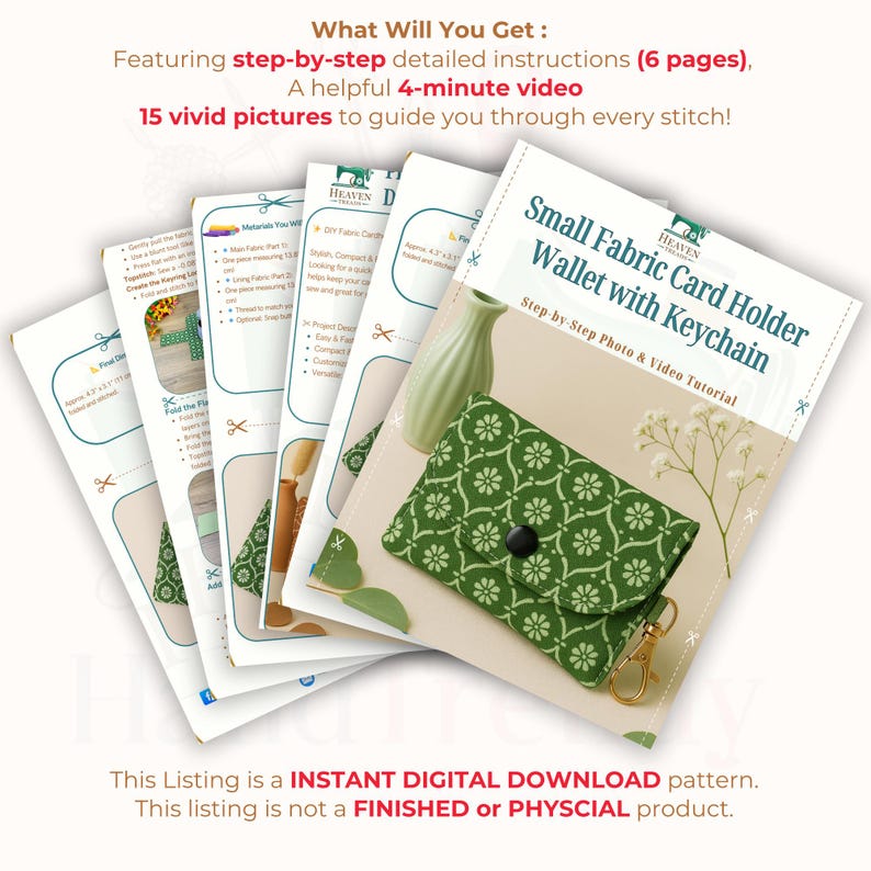 Small Fabric Card Holder Sewing Pattern | Coin Purse Crafting With PDF ...