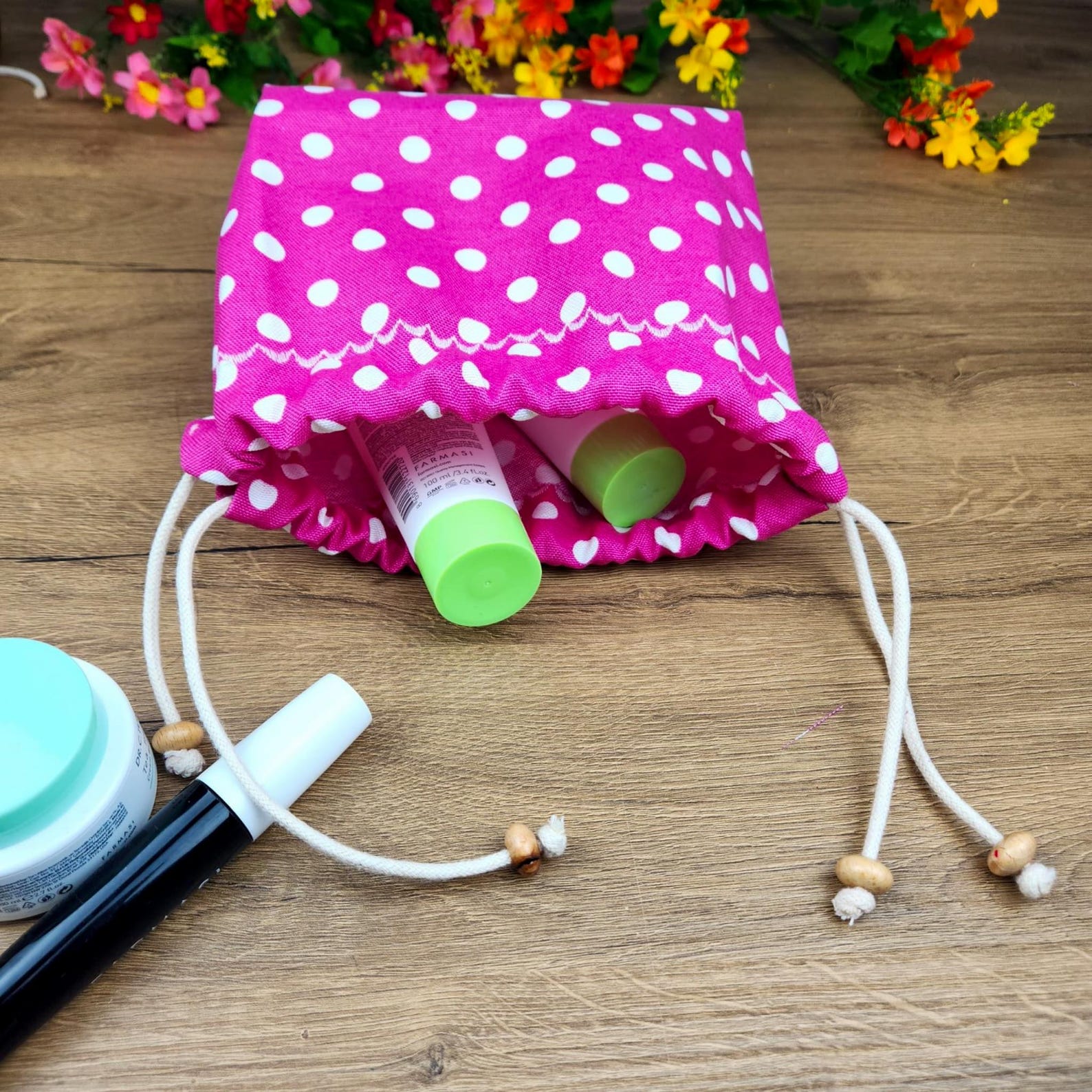 DIY Drawstring Bag Sewing Pattern PDF, Reusable Handmade Travel Makeup ...