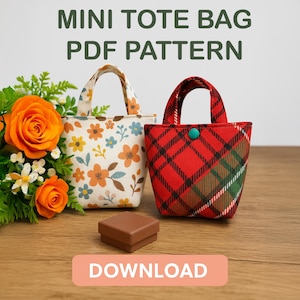 Mini Christmas Tote Bag Sewing Pattern PDF, Holiday Craft Idea for Easy ...