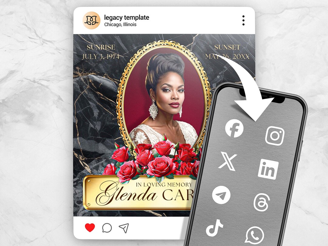 Funeral Passing Card Template - Announcement of Passing for Social ...