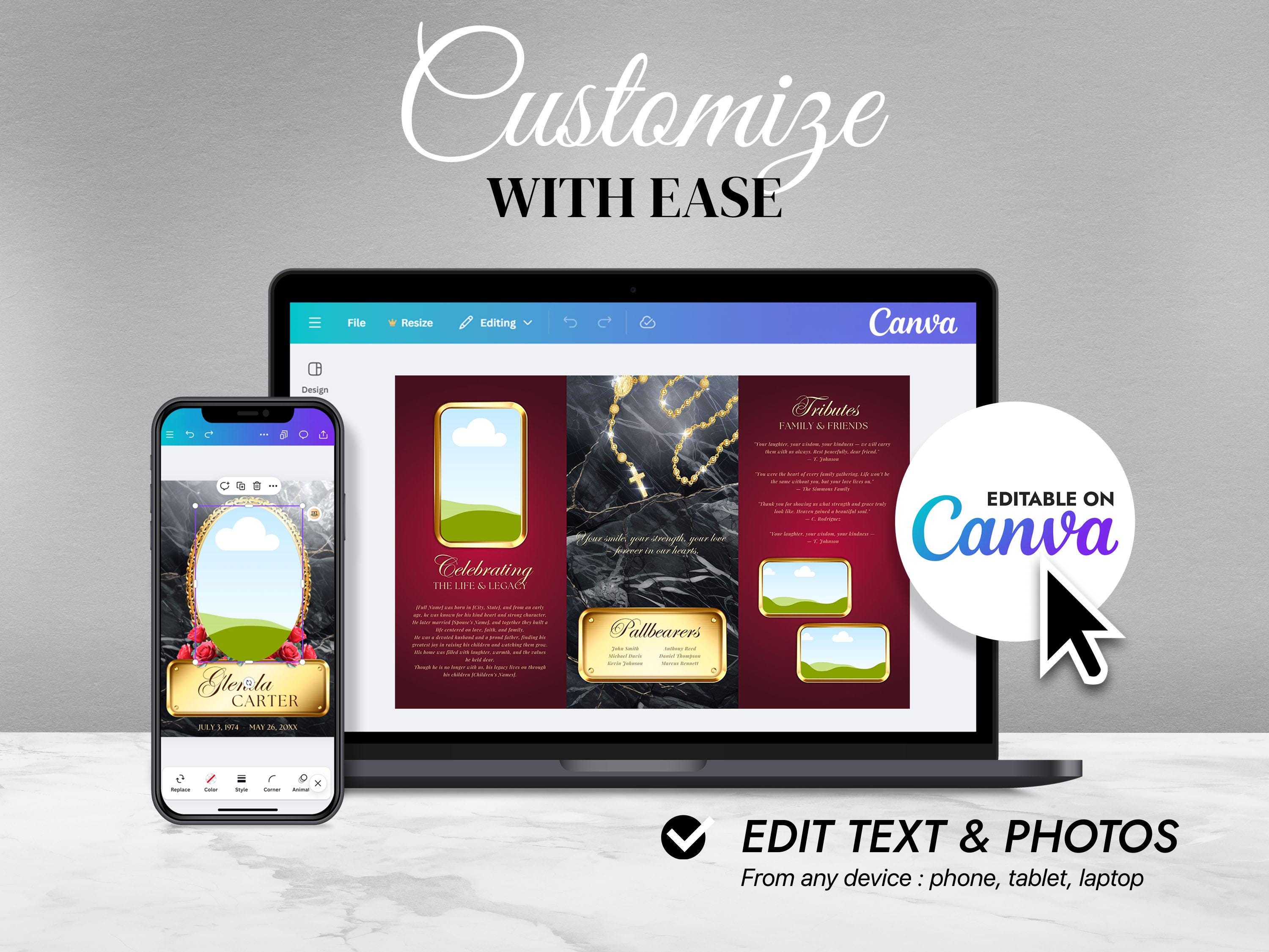 Women Funeral Program Template - Obituary Trifold Template for Lady ...