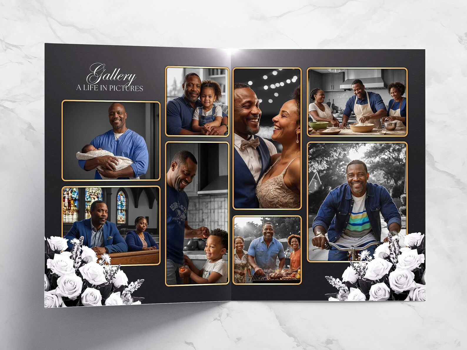 Men's Funeral Program Template - 8-page Funeral Booklet - Obituary ...
