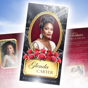 Women Funeral Program Template - Obituary Trifold Template for Lady ...